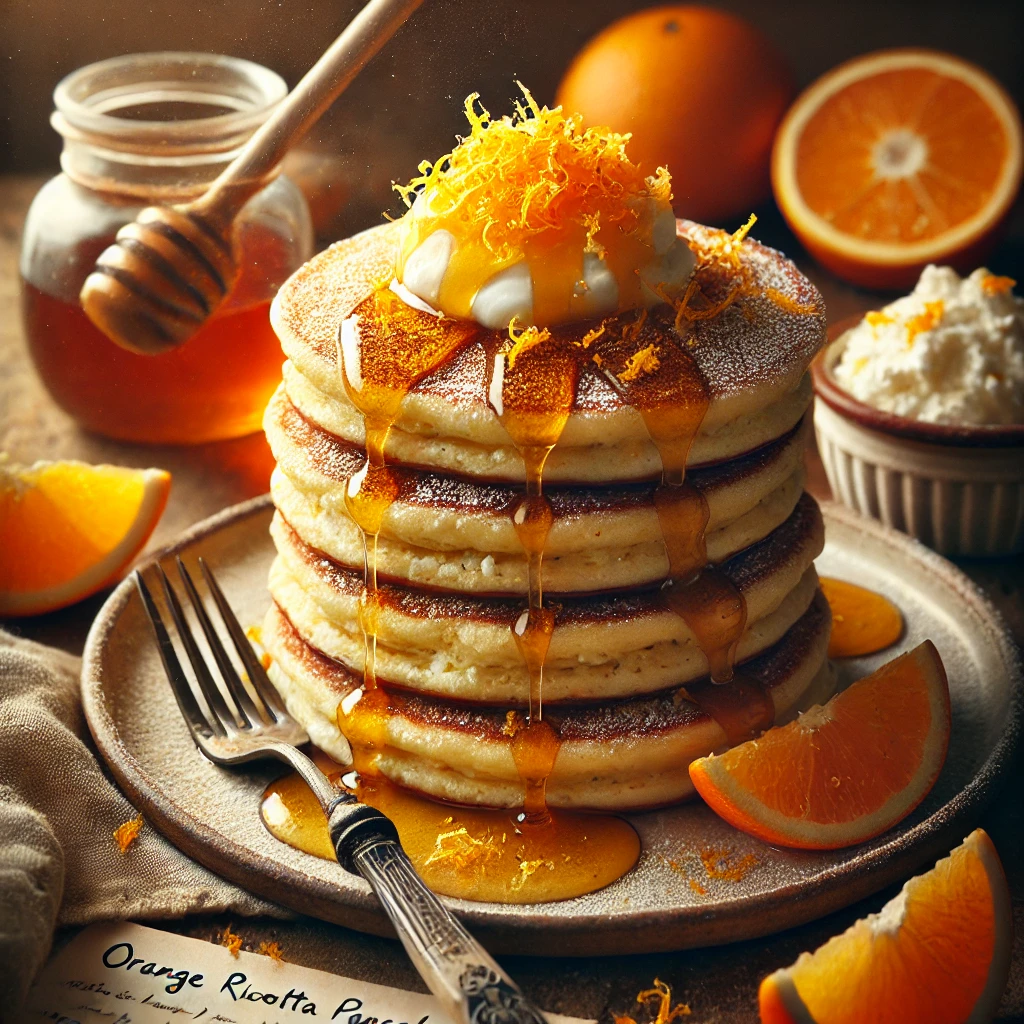 Orange Ricotta Pancakes - fuegorecipes.com